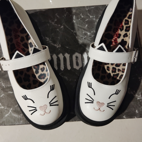 Demonia | Shoes | Demonia White And Black Cat Face Mary Janes | Poshmark